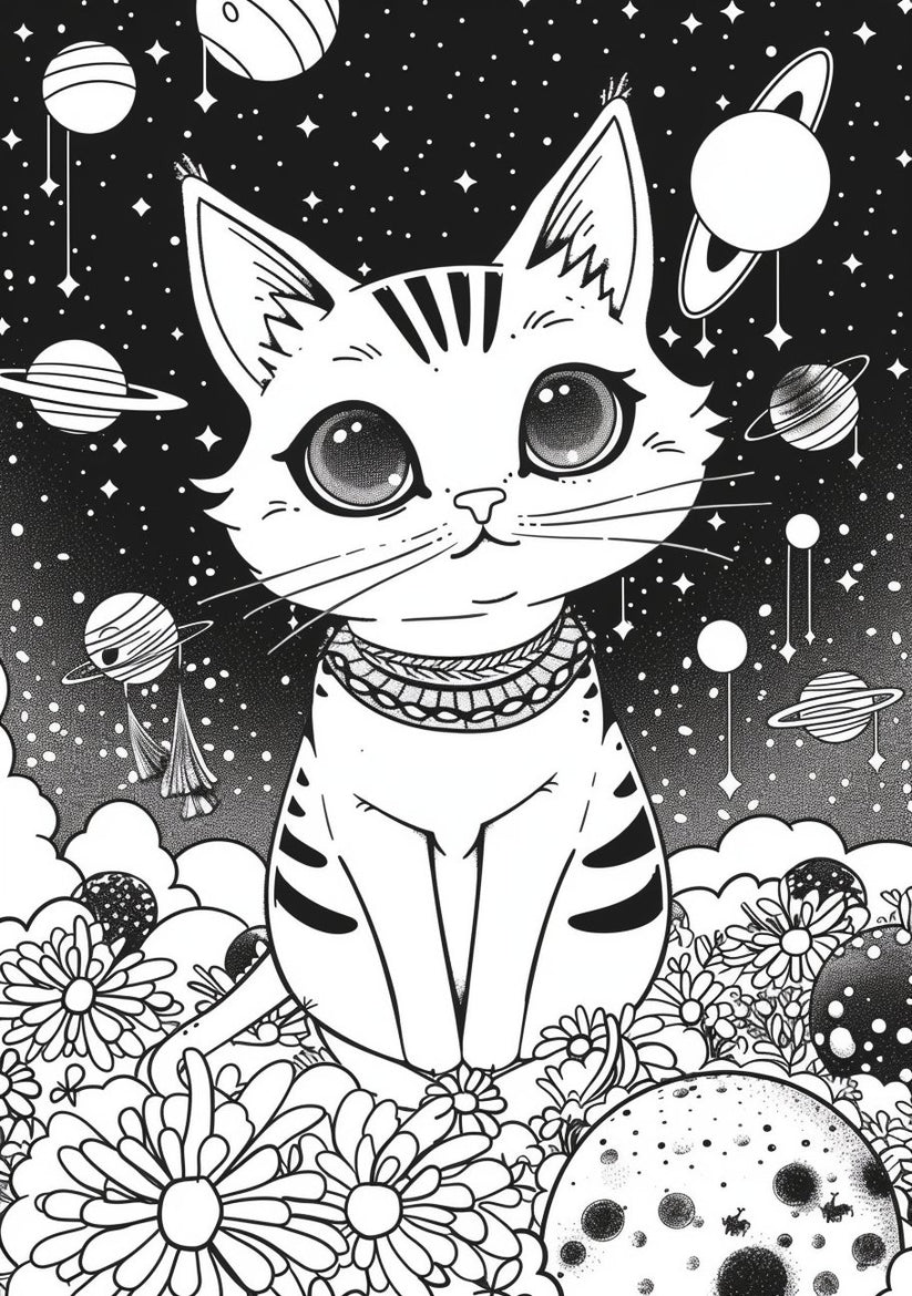 25 Cute Galaxy Cat Coloring Sheets – My Coloring Zone